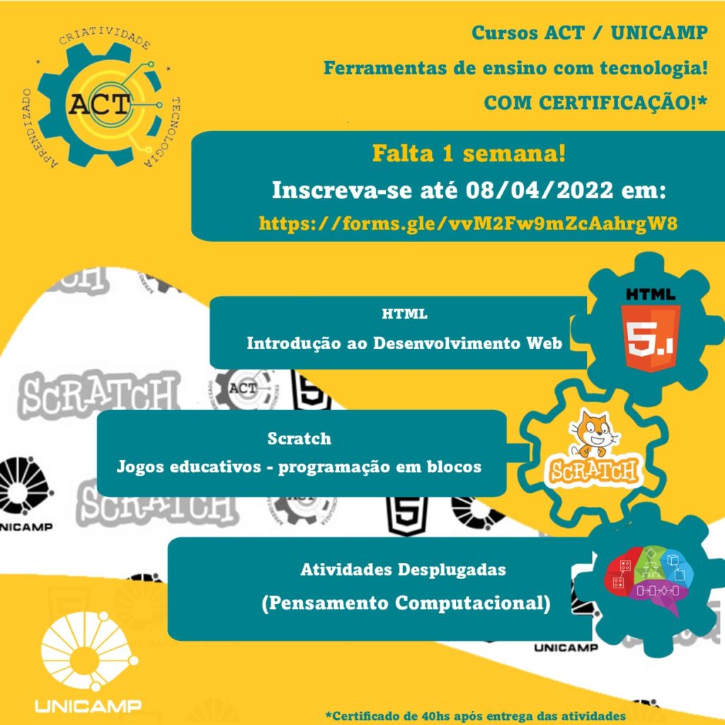 NOVOS CURSOS ONLINE GRATUITOS NO ACT/UNICAMP! - ACT – Aprendizado ...